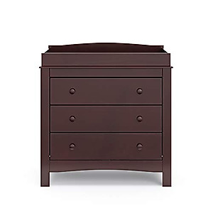 Graco Noah 3 Drawer Chest with Changing Topper (Espresso) – GREENGUARD Gold Certified, Baby Dresser With Changing Table Top, Dresser for Nursery, 3 Drawer Kids Dresser