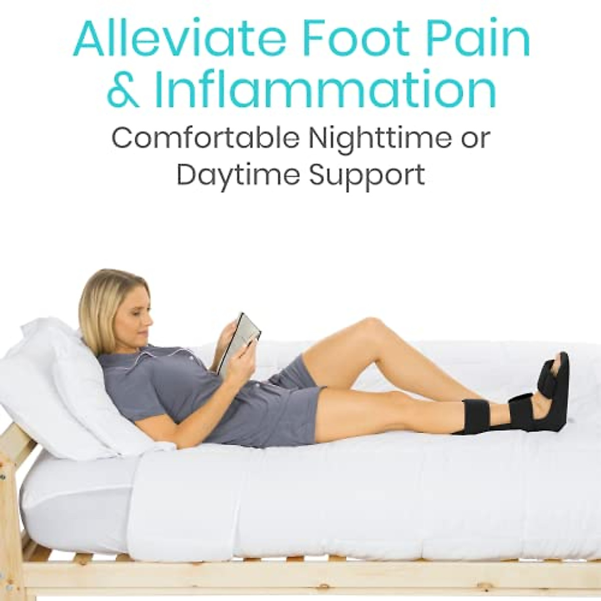 Vive Plantar Fasciitis Night Splint Plus Trigger Point Spike Ball - Soft Leg Brace Support, Orthopedic Sleeping Immobilizer Stretch Boot (Medium: Men's: 5.5-8, Women's 7-9.5)