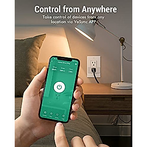 Aubess Smart Plugs with Energy Monitoring, Smart Plugs That Work with Alexa & Google Assistant, Smart Home Wi-Fi Outlet with 7 Days Programmable Timer, Powerd by VeSync APP, 10Amp, 1200W Max, White
