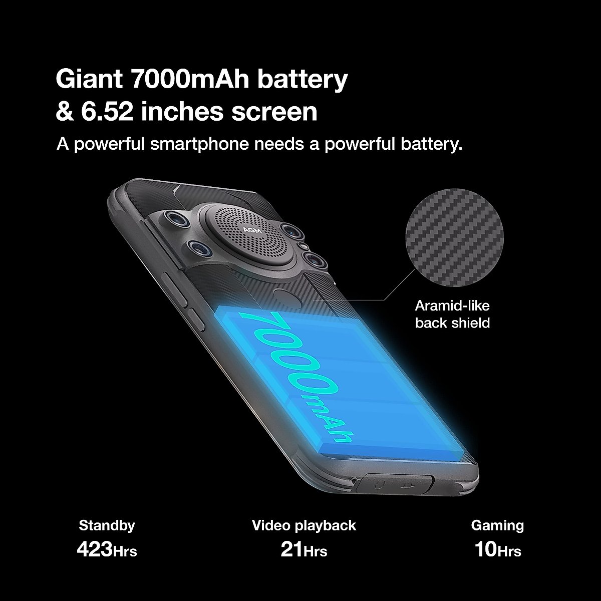 AGM H5 Pro Rugged Smartphone Unlocked, Android 12 Rugged Phone with Triple Camera, MediaTek Helio G85, 109dB Speaker, 8GB RAM 128GB ROM, 7000mAh, Fingerprint Sensor, NFC, 6.52inch Rugged Cell Phone