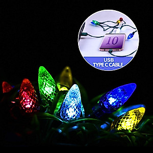 Fotbor LED Christmas Light USB C Cable, USB and Bulb Type C Charging Cable 50Inch 10LED Compatible with Samsung Galaxy S21 Ultra/S20/ S10/ S10E/ S9/ S8 Plus A51 Note 20 10 LG Stylo 6 iPad Pro 11/12.9