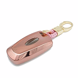 Royalfox(TM) 3 4 5 Buttons TPU Smart keyless Entry Remote Key Fob case Cover Keychain for 2017 2018 2019 2020 Ford Mustang Explorer Edge Fusion Mondeo F150 F250 F350 F450 F550 (Pink)