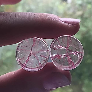 Pair 9/16" (14MM) PINK SHATTERED GLASS PLUGS Double Flare Gauges Cracked Organic Tunnels (2pcs)