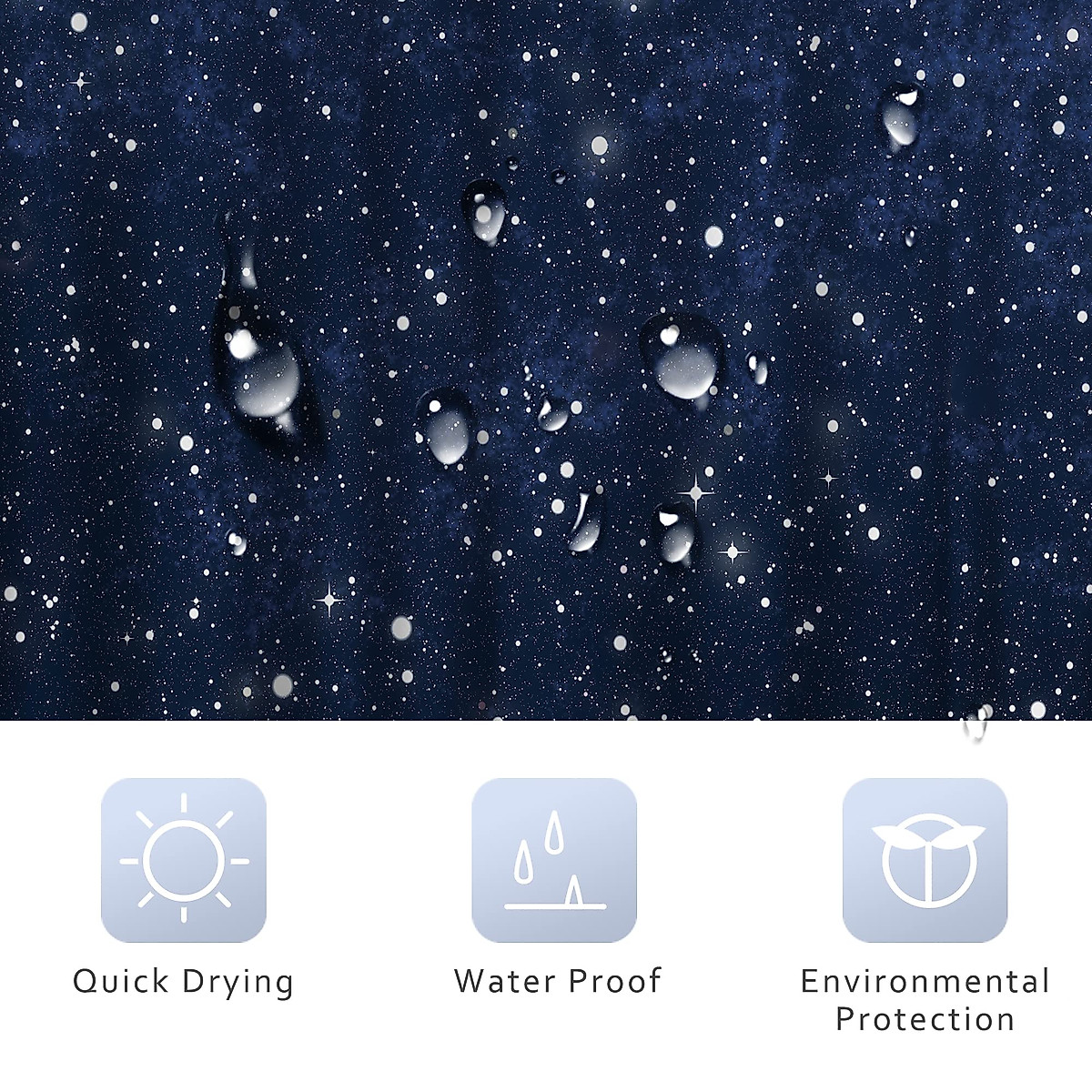 Riyidecor Night Sky Space Shower Curtain (No Glitter) Star Bathroom Decor 72Wx72H Inch Backdrop Dark Blue Cosmic Starry Fantasy Galaxy Universe Outer Space Fabric Waterproof 12 Plastic HooksRY-KKCQ