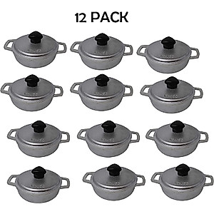IMUSA USA (12 PACK) 0.7Qt Traditional Colombian Mini Caldero (Dutch Oven) for Cooking and Serving, 0.7 Quart, Silver (GAU-80560KIT)