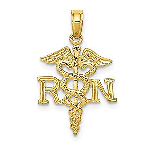 IceCarats 14K Yellow Gold R.n. Necklace Charm Pendant 25mm x 12mm Only