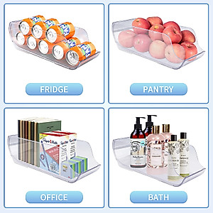 PSNSPOEL Expandable Soda Can Organizer, Drink Beverage Refrigerator Holder Dispenser Bin for Fridge, Freezer, Cabinets, Countertop, Pantry - Clear Plastic Kitchen Canned Food Storage