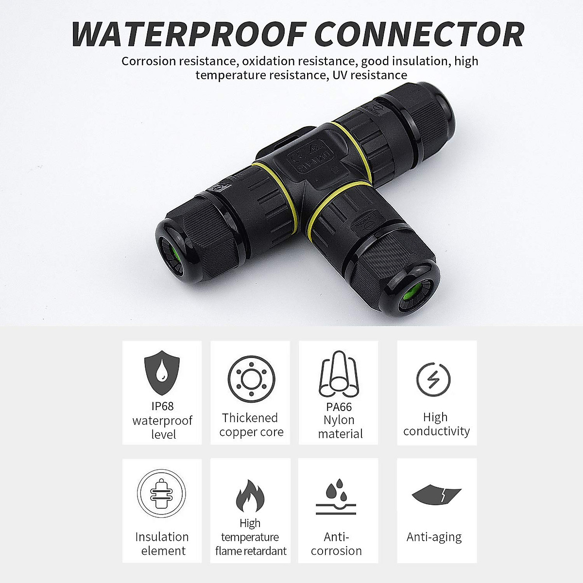CMX Junction box outdoor waterproof cable connector,M20T,IP68,used for maintenance and power expansion. Suitable for 4-core cables(5mm-12mm)