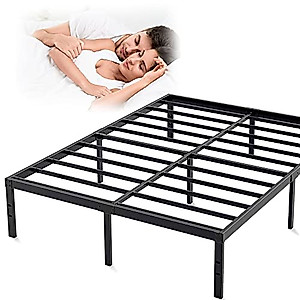 HISKIWUU Full Size Bed Frame Heavy Duty 3500 Lbs 14 Inches,Full Bed Frame Easy to Assemble Anti-Slip Noise Free,Bed Frame Full Size No Box Spring Needed,Under Bed Storage,Black