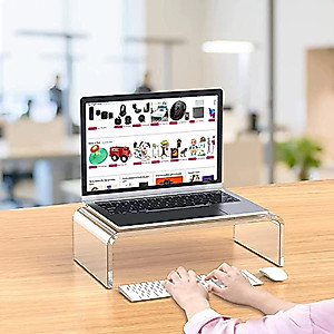 DYCacrlic Clear Acrylic Computer Monitor Stand, Heavy Duty Monitor Riser for Office Home Desktop Corner, Free Standing Lucite Monitor Stands for Laptop Screen Tablet TV Lcd, Desk Riser Leg Lift