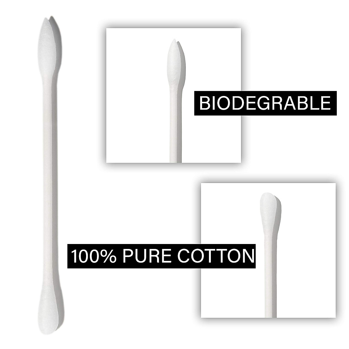 Pointed Q Tips Qtip Bleeker and Röwe Individually Wrapped Cotton Swabs 180 Count - Chlorine & Oil Free - Recyclable & Biodegreadable - Perfect for Travel Makeup