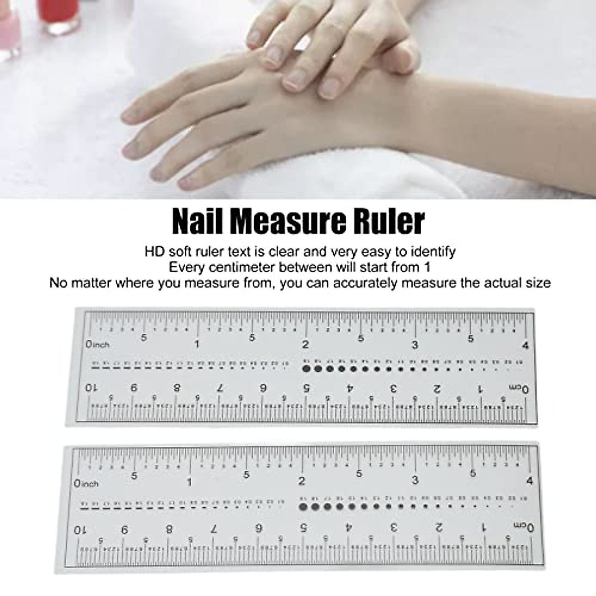 10PCS Fake Nails Measuring Ruler - Clear Text, Transparent, Can Be Bent At Will