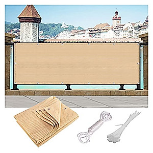 WUZMING Garden Balcony Screen Privacy Protection Windshield UV Protection Fence Yard Wall Privacy Protection Shade Net Including Rope and Tie (Color : Beige, Size : 70x700cm)