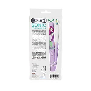 Dr. Talbot's Nuby Toddler Sonic Electric Toothbrush with Rechargeable Battery, 3 Cleaning Modes, Mermaid