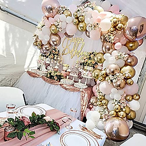 126pcs Pink Rose Gold White Balloons Garland Arch Kit,with 18inch 4D Rose Gold Foil balloon Set,for Girl Princess Birthday Party Wedding Bridal Shower Anniversary Baby Shower Background Decoration