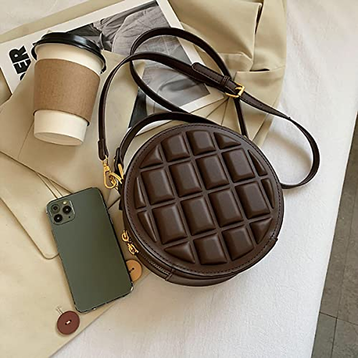 Chloe soo Women Leather Shoulder Bags Crossbody Bag Round Clutch Purse Tote Handbag Retro Classic Purse 36