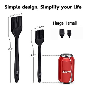 HOTEC Basting Brushes Silicone Heat Resistant Pastry Brushes Spread Oil Butter Sauce Marinades for BBQ Grill Barbecue Baking Kitchen Cooking BPA Free Dishwasher Safe (Black 2)