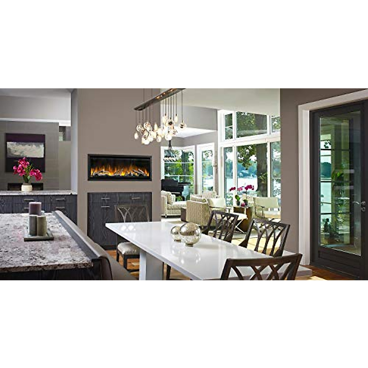 Napoleon Alluravision 42 - NEFL42CHD - Deep Depth Wall Hanging Electric Fireplace, 42-in, Black, Crystal & Log Ember Bed, 3 Flame Colours, Remote Included