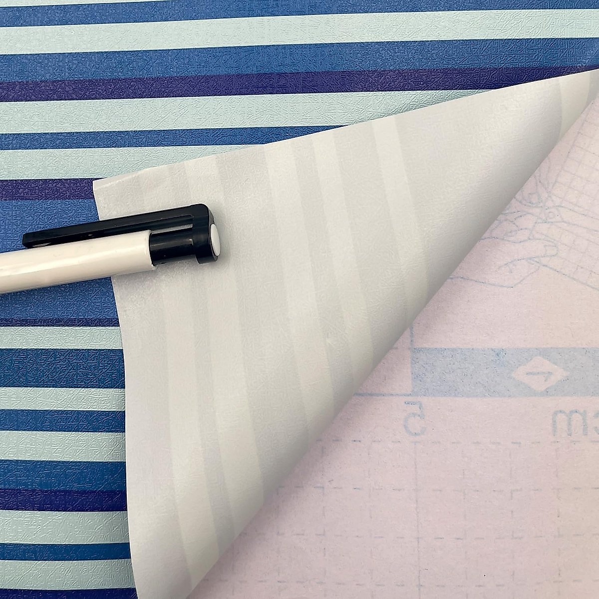 Yifely Mediterranean Blue Stripes Shelf Liner Removable Dresser Drawer Sticker Self-Adhesive Furniture Paper 17.7 Inch by 9.8 Feet