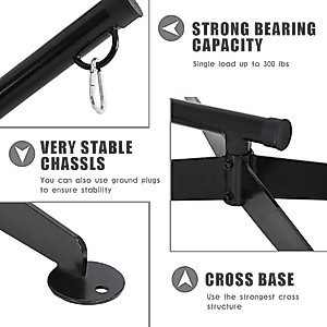 Ezone Heavy Duty Metal Hanging Hammock C-Stand for Chair, Porch Swing W/Weather-Resistant Finish, Offset Base, 360-DEGREE Rotation