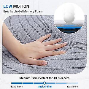 Avenco Queen Mattress, 10 Inch Gel Memory Foam Mattress Queen Size Mattress with Breathable Cover for Cool Sleep, Pressure Relieving, Bed in a Box Medium Firm Supportive, CertiPUR-US Certified