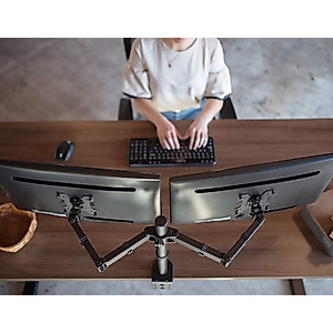 VIVO Dual 13 to 27 inch LCD Monitor Mount and Under Desk C-clamp 27 x 11 Keyboard Tray Kit, Heavy Duty, Fully Adjustable Stand and Slide-Out Platform (Bundle)