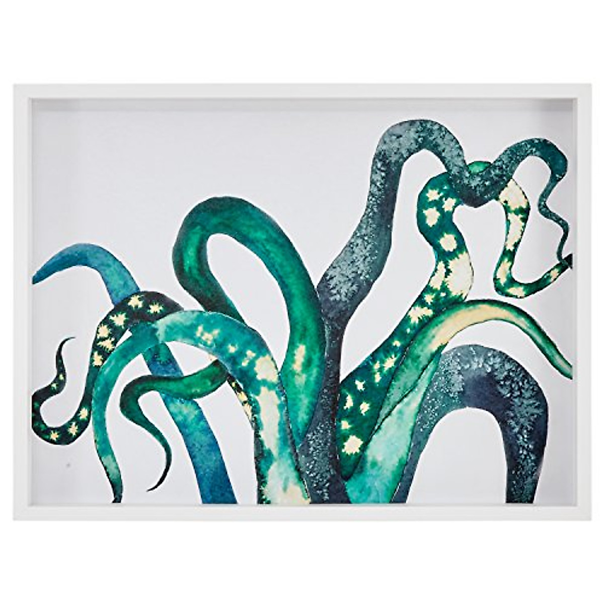 Amazon Brand – Rivet Modern Octopus Tentacle Print in Shadowbox, White Frame, 31" x 41"