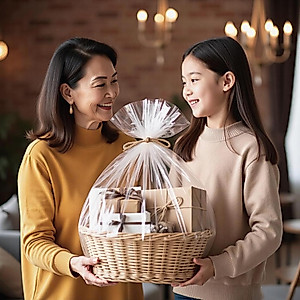 Morepack Large Cello/Cellophane Bags,30x 40 Inches Clear Basket Bags OPP Plastic Cellophane Wrap for Gift Baskets Packaging 10Pack