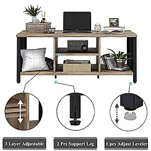 FATORRI Coffee Table for Living Room, Rustic Wood Center Table with Shelves, Farmhouse Rectangle Cocktail Tea Tables (Rustic Oak)