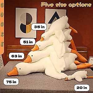 BXEBUI Giant White Goose Stuffed Animal, Very Big Huge Goose Plush Pillow Toy, Cute Duck Plush Throw Pillow (20 in)