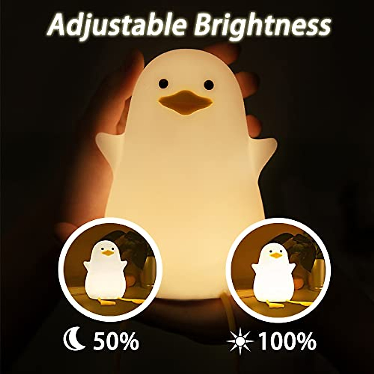 Crtivetoys Cute Seagull Night Light for Kids Animal Silicone Nursery LED Table Lamp Children's Dimmable Baby's Room Decoration Bedside Touch Timer Table USB Charger Cartoon Duck Night Light