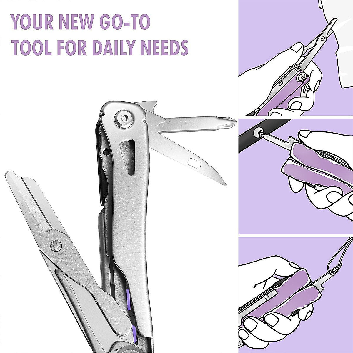 FantastiCAR Purple Utility knife Box cutter with Extra Blades and Multifunctional Pliers Set, Stainless Steel Body and Gift Packaging Box