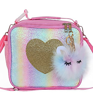 JOJOOKIDS Lunch Box Insulated - Easy to Clean and Safe to Use Kids Lunch Bag for Girls Glitter Rainbow Thermal Soft Perfect for Packing Hot or Cold Snacks for School and Travel
