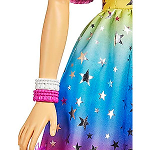 Barbie Large Doll with Black Hair, 28 Inches Tall, Rainbow Dress and Styling Accessories Including Shooting Star Handbag