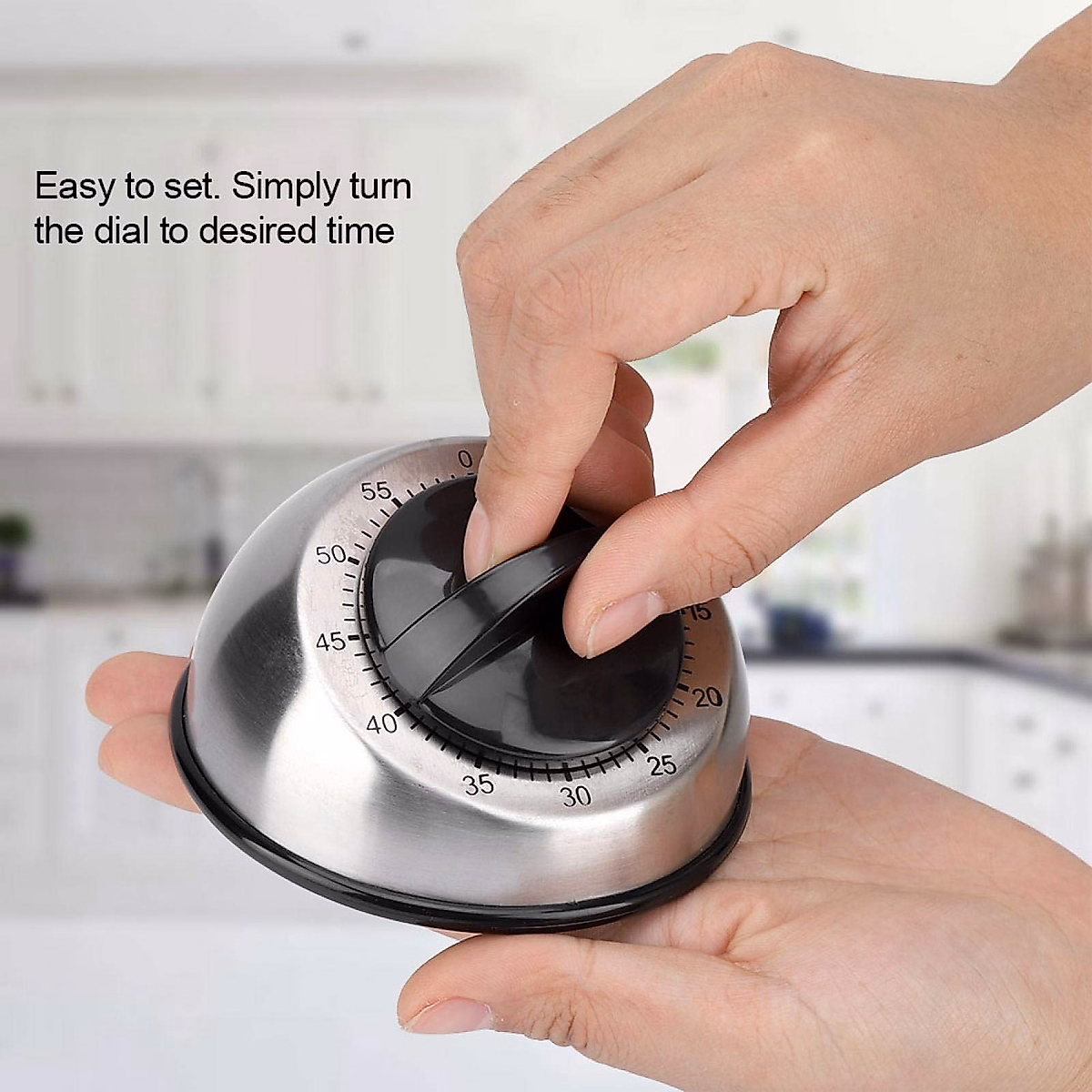 Kitchen Timer, Dome Stainless Steel Shape Time Reminde Tools 60 Minutes Countdown Alarm Clock for Home Kitchen Cooking