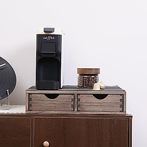 DDYURI Coffee Pods Storage Drawer Holder for Capsules - Multi Functional Desk Organizer Drawers For K-Cup Coffee Maker Brew - Kitchen Mini Wooden Box Chest Sideboard Counter Organization CF1D2C Dark