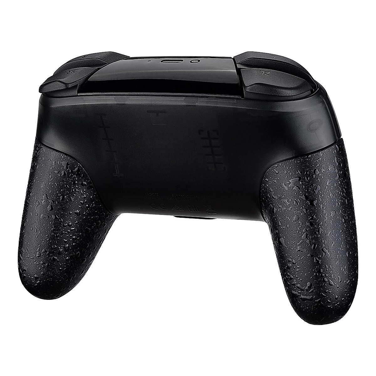 eXtremeRate Textured Black Replacement Handle Grips for Nintendo Switch Pro Controller, 3D Splashing DIY Hand Grip Shell for Nintendo Switch Pro - Controller NOT Included