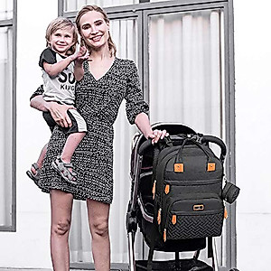 BabbleRoo Diaper Bag Backpack - Baby Essentials Travel Tote - Multi function Waterproof Diaper Bag, Travel Essentials Baby Bag with Changing Pad, Stroller Straps & Pacifier Case - Unisex, Black