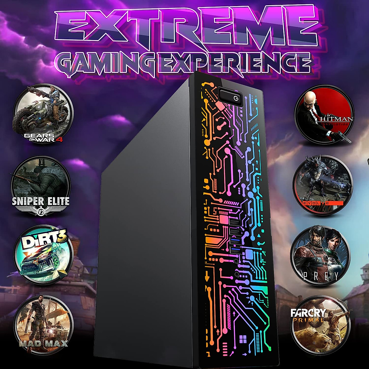 TechMagnet Gaming Desktop PC, Intel Core i7-4770 Zeus, RX 550 Graphics, 16GB RAM, 240GB SSD, MTG New 27 Inch Dual Monitor, RGB Keyboard Mouse, RGB Headphone, Webcam, Win 10 Pro (Renewed)