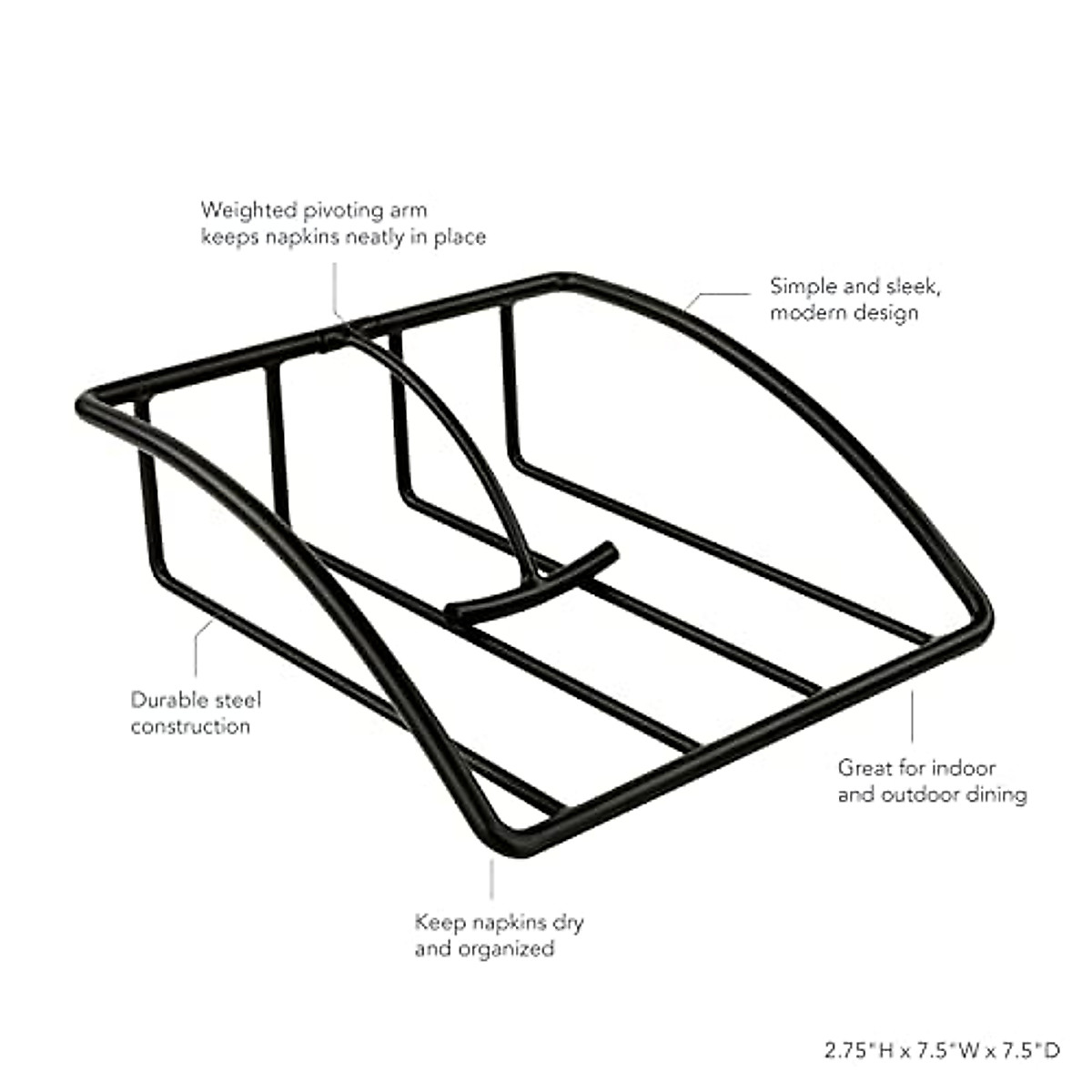 Spectrum Diversified Euro Weighted Napkin Holder for Storage and Dispensing for Dining Room Table and Kitchen Counter Organization