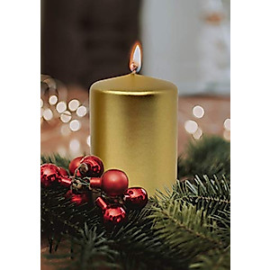 Hyoola Metallic Pillar Candles - 6 Pack - Gold Pillar Candles - European Made Decorative Pillar Candles - 2.4 Inch x 4 Inch