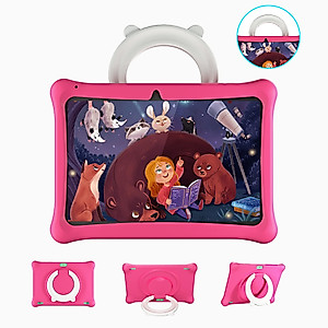SGIN Tablet for Kids, 2GB RAM 64GB ROM, 10 Inch Android 12 Kids Tablet with Case with Parental Control APP, Dual Camera, WiFi, Educational Games，iWawa Pre Installed （Pink）