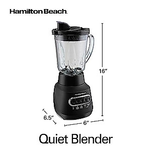 Hamilton Beach 58175 Quiet Blender for Shakes and Smoothies, Puree, Crush Stainless Steel Ice Sabre Blades, 800 Watts, Shatter-Resistant 40oz Glass Jar, Black