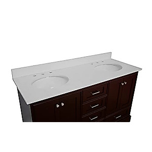 Kitchen Bath Collection Harper 60-inch Double Bathroom Vanity (Quartz/Chocolate): Includes Chocolate Cabinet with Stunning Quartz Countertop and White Ceramic Sinks