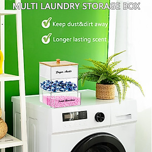 GYSYELL Dryer Sheet Holder,Acrylic Dryer Sheet Holder Container with Bamboo Lid for Laundry Room Decor Organization and Storage,Clean Dryer Sheet Dispenser,Laundry Dryer Sheet Holder With Lid