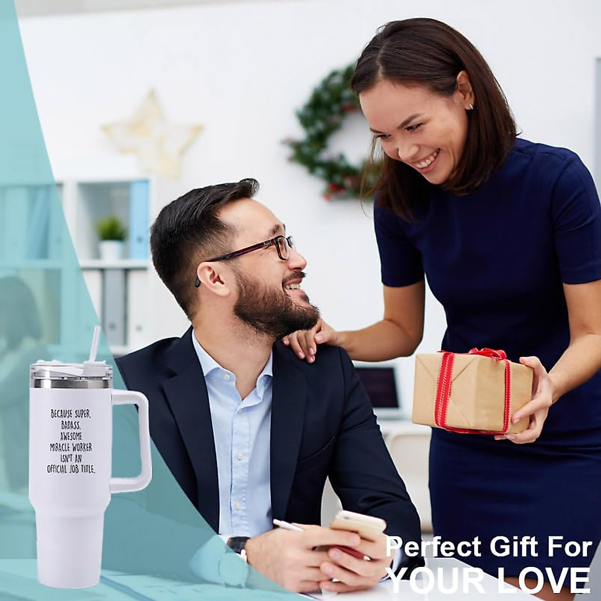 CHICKOR Chaos Coordinator Tumbler 40oz - Funny Gifts for Women, Insulated Stainless Steel Cup with Handle & Straw, Badass Travel Mug for Work, Boss, Coworker, Mom, Strong Women Gifts