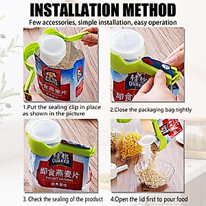 2PCS Bag Clips with Pour Spout,Food Bag Clip With Pour Spouts,Bag Spout Clips,Seal and Pour Bag Clips,Reusable Plastic Cap Sealer Clips, Great for Organizing and Storing Food in the Kitchen(White)