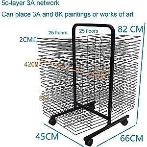 Art Drying Rack, Drying Rack, Mobile Art Drying Rack with Wire Rack for Artwork, Drying and Printing Rack, Ideal for Schools and Art Clubs (Size : 50-Layer)