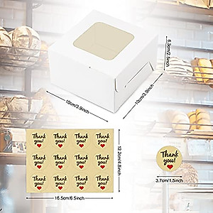 TKOnline 50 Pack 4 x 4 x 2.5 Inches Small Cookie Boxes with Window White Bakery Boxes Cake Boxes White Pastry Boxes for Mini Cookies, Cupcakes, Dessert, Single Donut, Stickers Included