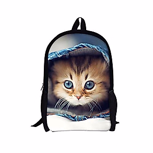 Beauty Collector Unique Backpacks Cute Cat for Girls School Bookbags Lightweight Kid Gif one-size